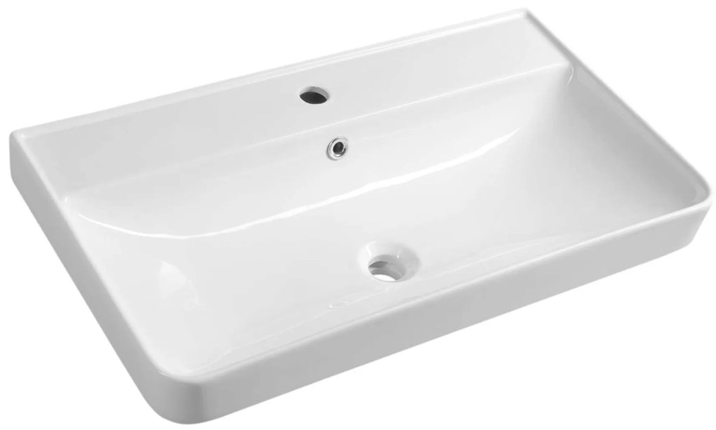 Aqualine - Umyvadlo nábytkové 80x45 cm, s přepadem, otvor pro baterii, bílá 3080