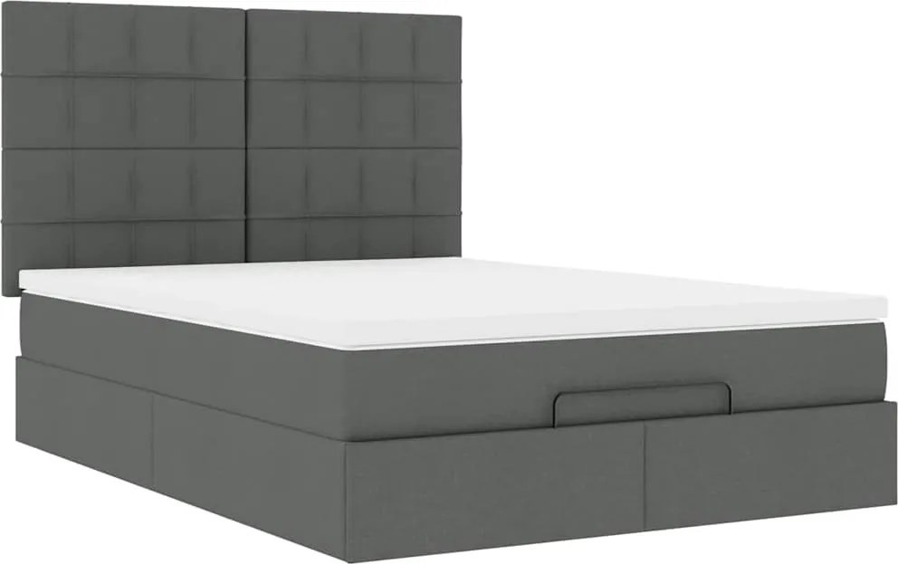 Osmanský rám postele s matrací tmavě šedá 140x190cm textil 3313155