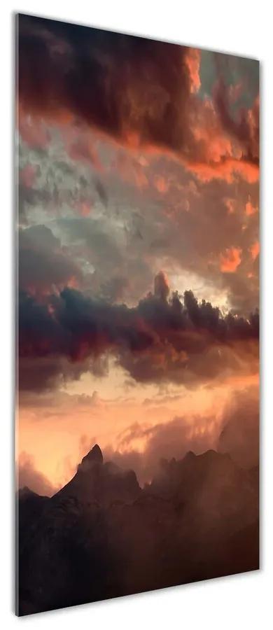 Wallmuralia Fotoobraz na skle Západ slunce hory 50x125 cm