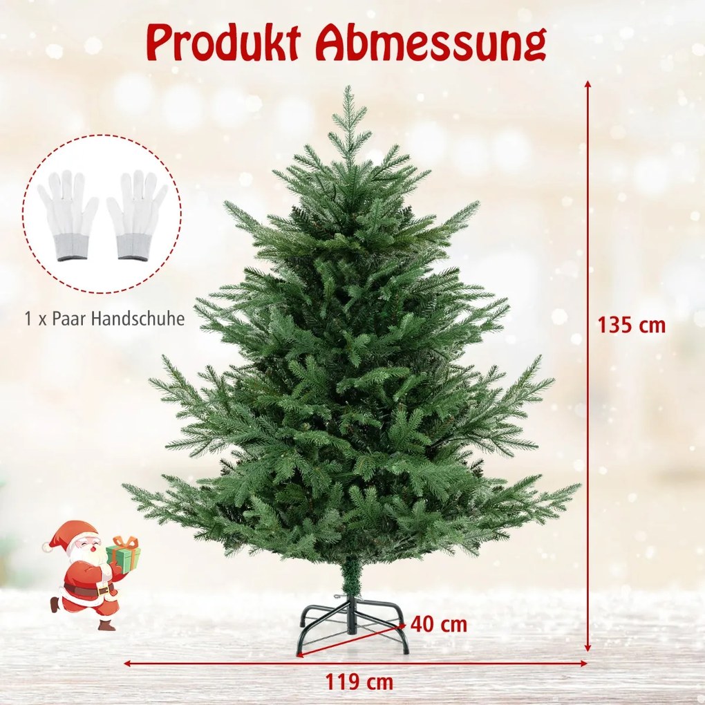 Costway 135 cm umělý vánoční stromeček se světly Vánoční stromeček se 160