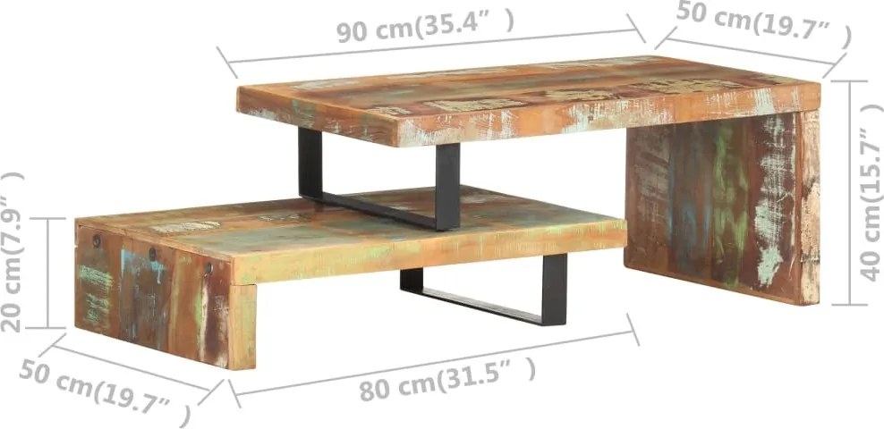 vidaXL 2dílná sada konferenčních stolků masivní recyklované dřevo [320393]