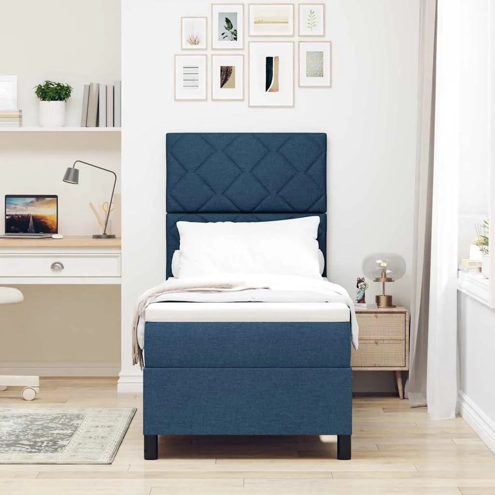 Postel s boxspringem s čelo Modrá 80 x 200 cm textil 3339426