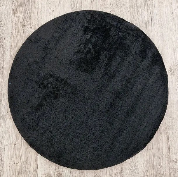 HU Kulatý černý koberec Plush Deluxe Rozměr: 60x60 cm