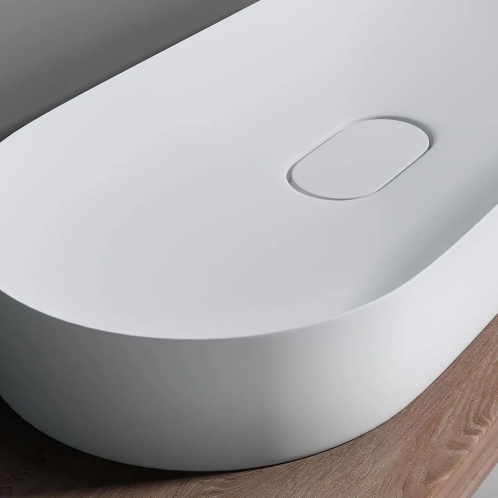 Rea iris, umyvadlo na desku z konglomerátu 700x355x105 mm, bílá matná, REA-U4305