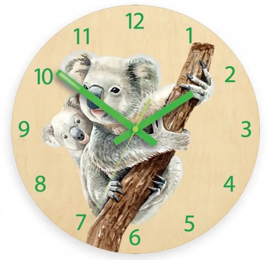 M.Clock Dětské nástěnné hodiny koala 30x30cm hnědé