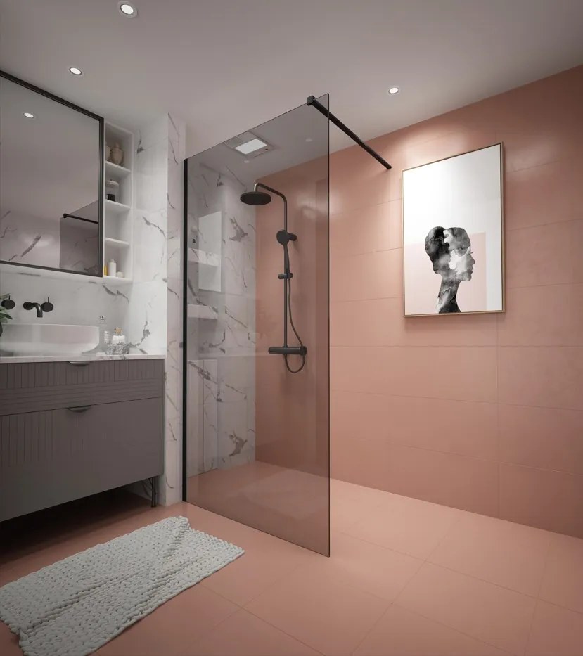 Erga Paris, sprchová zástěna Walk-In 110x200 cm, 8mm šedé sklo, černý profil, ERG-V02-PARIS-110x200-GR-BK