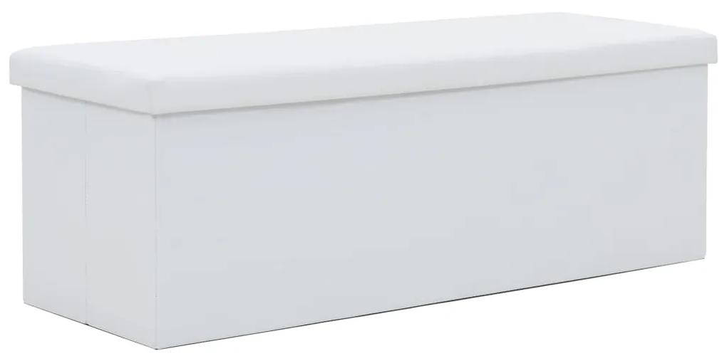 247088 vidaXL Skládací úložná lavice z umělé kůže 110 x 38 x 38 cm bílá