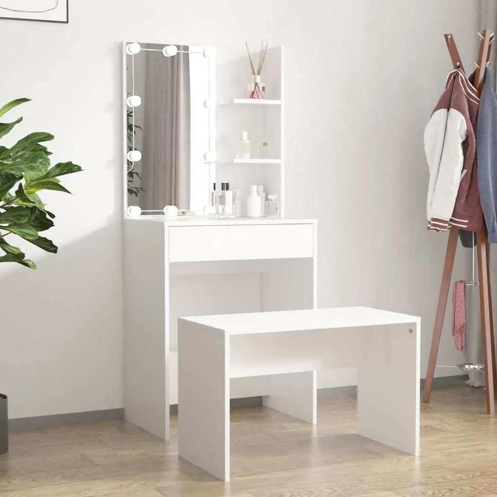 vidaXL Set toaletního stolku s LED kompozitní dřevo [3114136] Barva: Černá