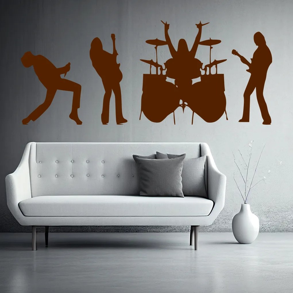 Živá Zeď Samolepka na zeď Rocková kapela Barva: hnědá, Velikost: 100 x 40 cm
