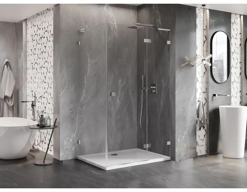 Mexen Lunar, L pravý výklopný sprchový kout 85 x 70 cm, 8mm čiré sklo, chromový profil, 834L-085-070-01-00-P