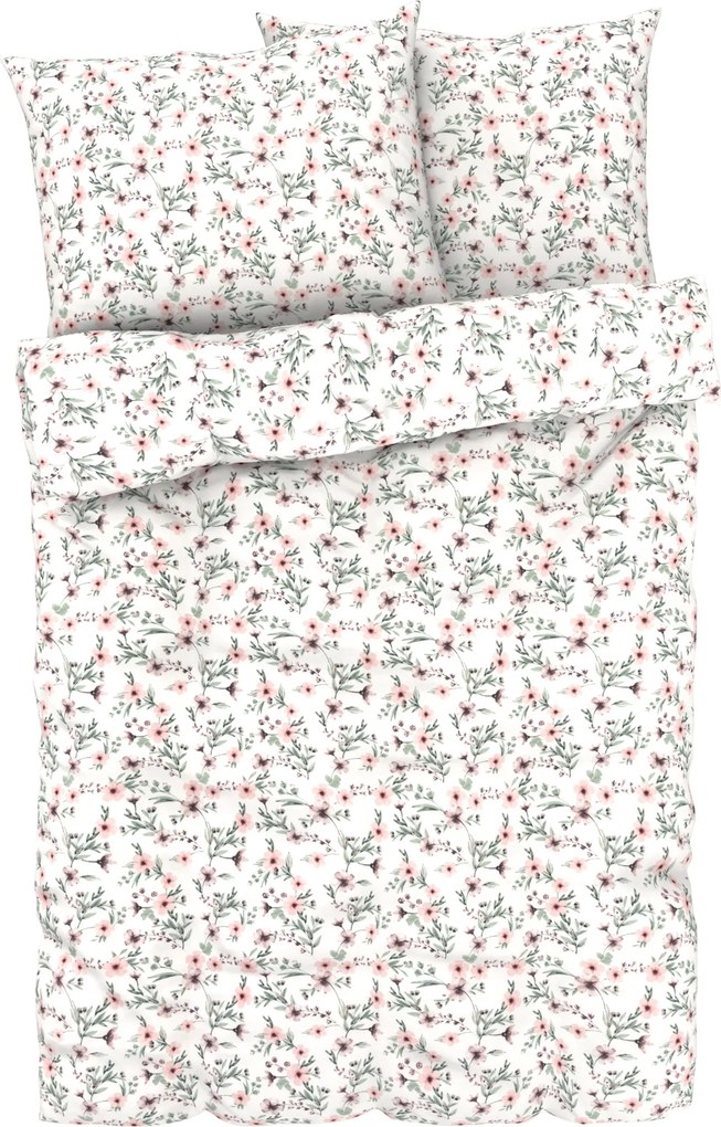 Livarno Home Ložní povlečení z mikrovláknitého saténu, 200 x 220 cm, 70 x 90 cm (květiny/bílá)