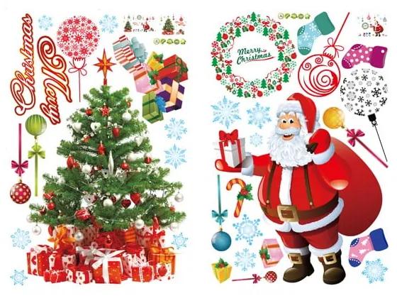 Vánoční samolepky Ambiance Santa, Balls and Tree