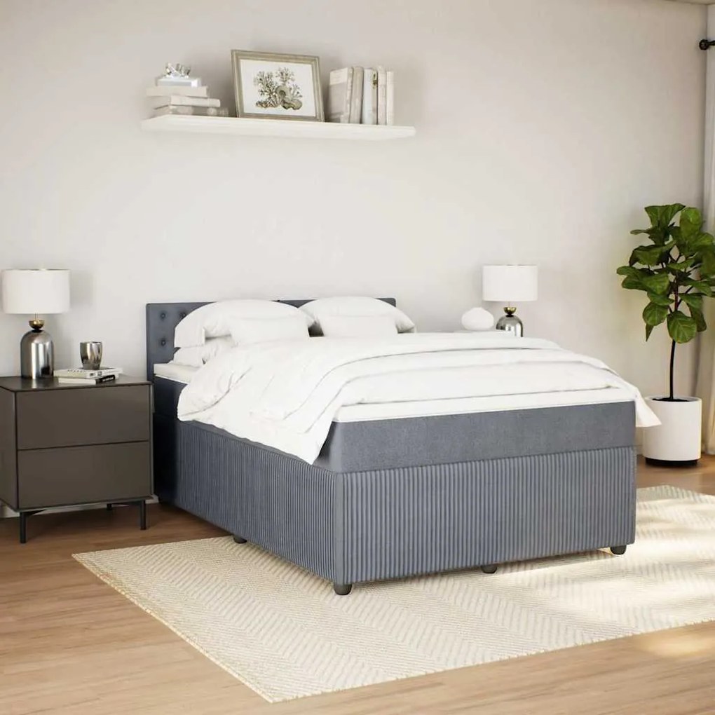 Box spring postel s matrací tmavě šedý 140 x 190 cm samet 3287747