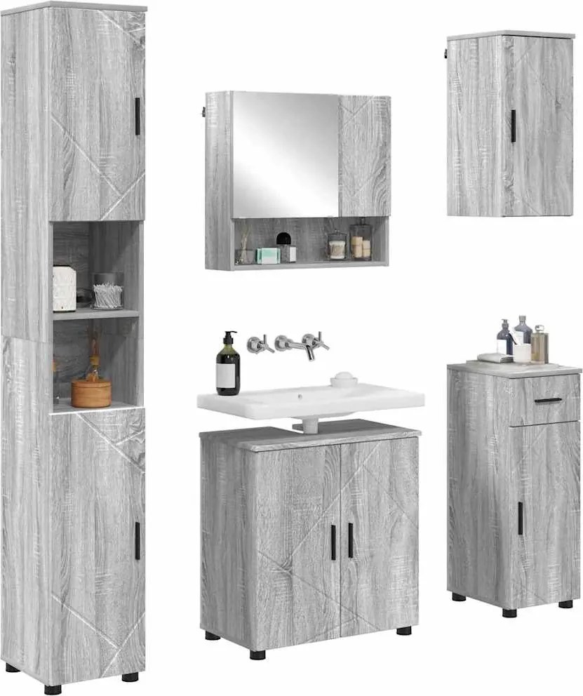 Sada koupelnového nábytku 5 ks Šedá Sonoma 61 x 35 x 64 cm 3392999