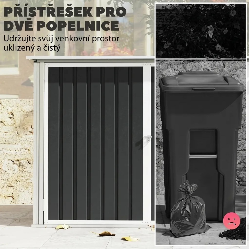 Přístřešek na 2 popelnice z pozinkované oceli, antracitový 845-436V02CG