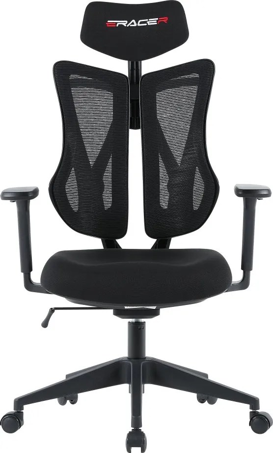 Herní ergonomická židle ERACER H3246 — síť / látka, černá