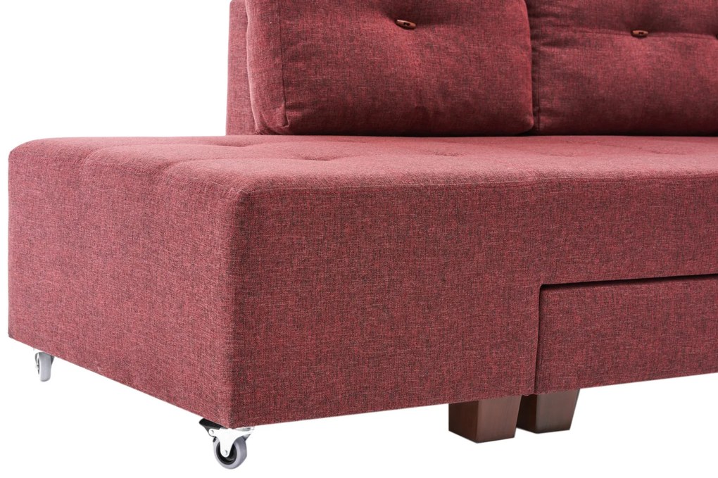 Hanah Home Rozkládací rohová pohovka MANAMA bordó levý roh 825BLC1186
