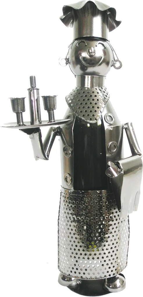 Kovový držák na víno v designu číšníka Chevalier - 17*13*36 cm