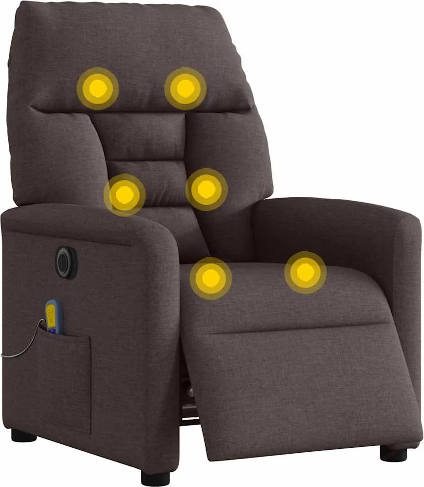 Elektrické masážní polohovací křeslo tmavě hnědé textil 3303027