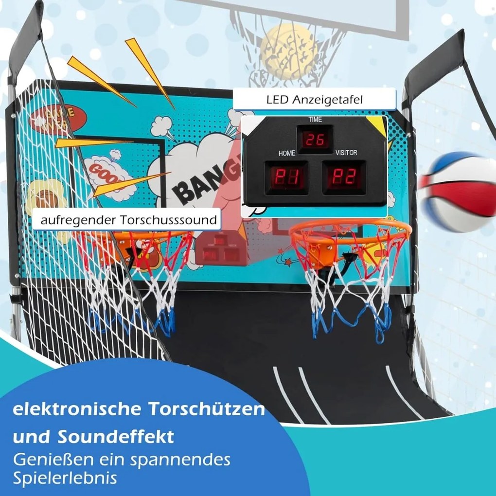 Costway 8 v 1 Basketbalový stroj Skládací elektrický basketbalový