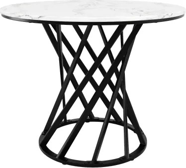 Aosom Kulatý jídelní stůl, kuchyňský stůl s MDF deskou a kovovými nohami, 80 x 76 cm, bílá+černá