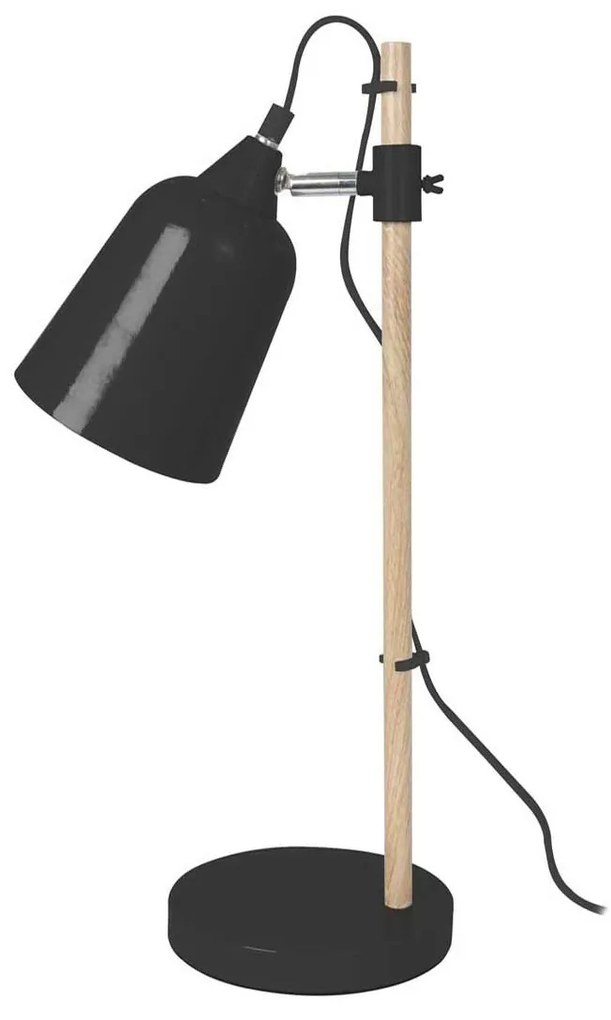 LEITMOTIV Stolní lampa Wood-like – černá 48,5 cm