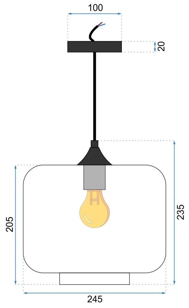 Toolight, Stropní závěsné svítidlo ze skla APP312-1CP LOFT, černá, OSW-00344