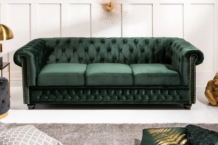 Designová trojsedačka Chesterfield 205 cm zelená