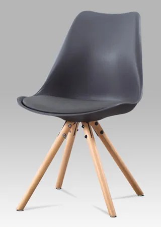 Autronic - Jídelní židle, šedá plast + ekokůže, masiv buk - CT-233 GREY