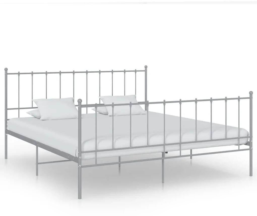 324966 vidaXL Rám postele šedý kov 200 x 200 cm