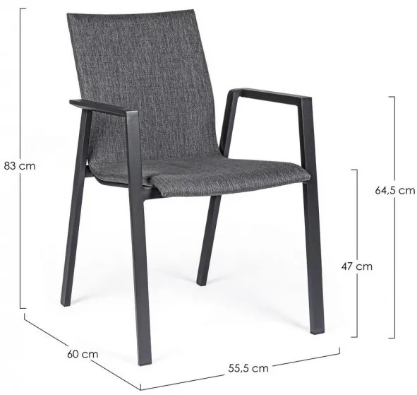 BIZZOTTO zahradní jídelní židle ODEON antracit 0663038