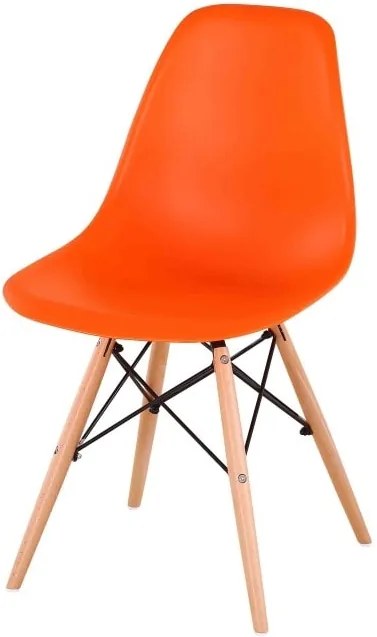 Židle, oranžová + buk, CINKLA NEW