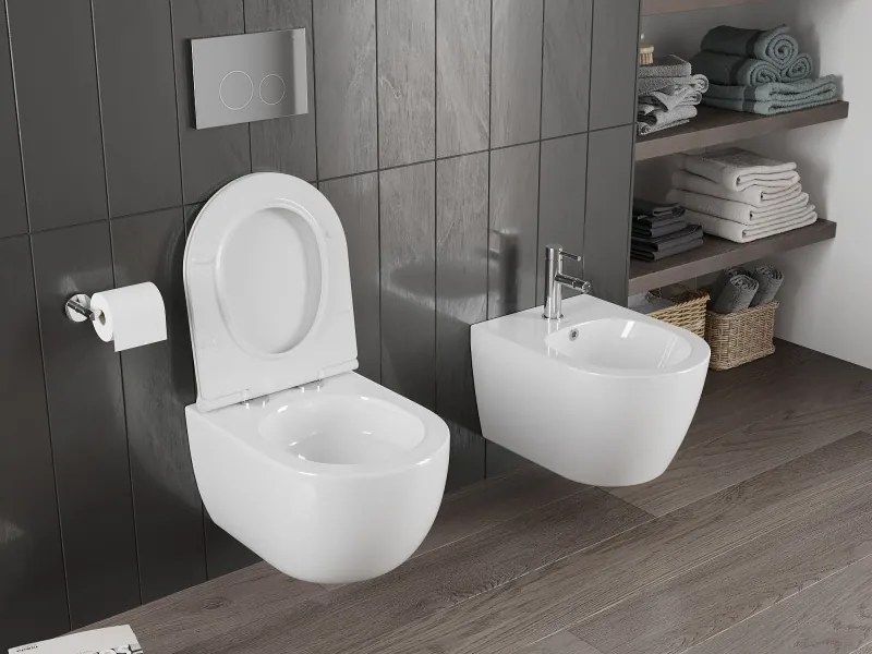 Mexen Carmen mísa WC Rimless Tornado s deskou pomalu padající slim, duroplast, bílá lesk - 30880500T