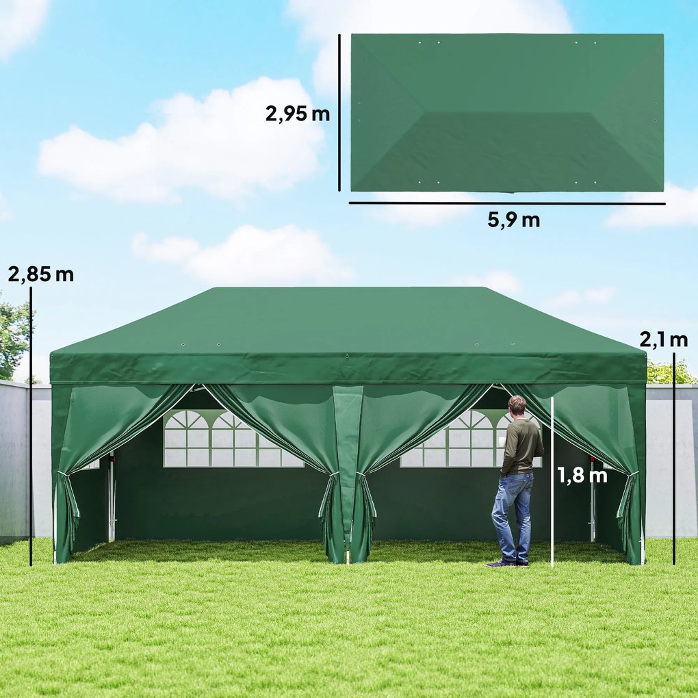 Pavilon cca 6x3m Stáj Odolný proti zimě Pop-up skládací pavilon s oknem Dveře na zip Boční díly UV ochrana