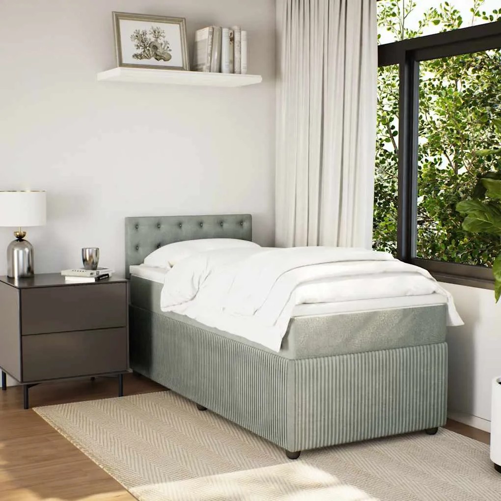 Box spring postel s matrací světle šedá 80 x 200 cm samet 3287602