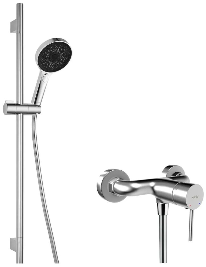 kielle Oudee - Sprchový set s baterií, tyčí, hadicí a sprchovou hlavicí EcoSpare, chrom 10202SN10