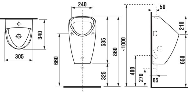 JIKA H8430610000001 - Pisoár GOLEM vnitřní přívod, zadní odpad keramika/bílá