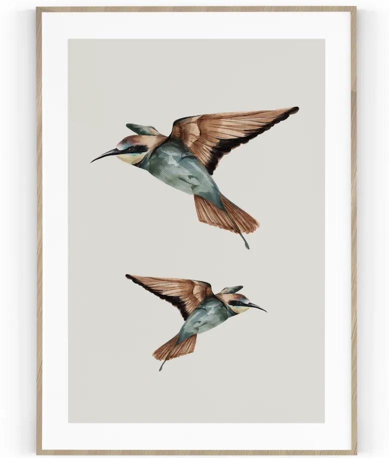 Obraz Two Bird Bez okraje 30 x 40 cm - napnuté plátno na dřevěném rámu