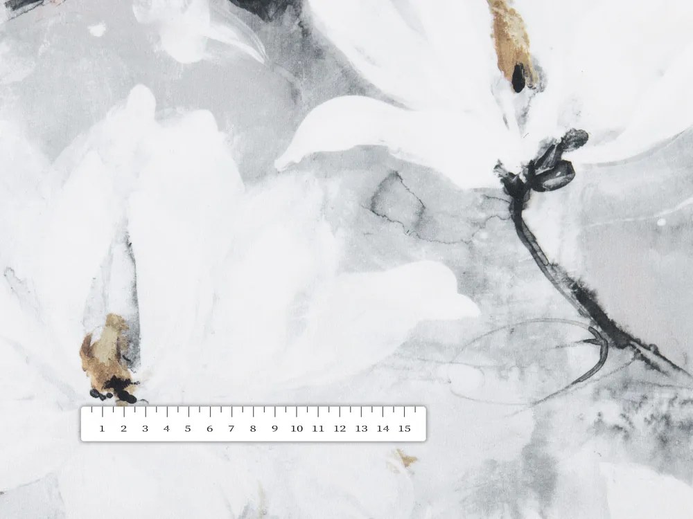 Biante Sametový obdélníkový ubrus Tamara TMR-006 Designové květiny na šedém 140x200 cm