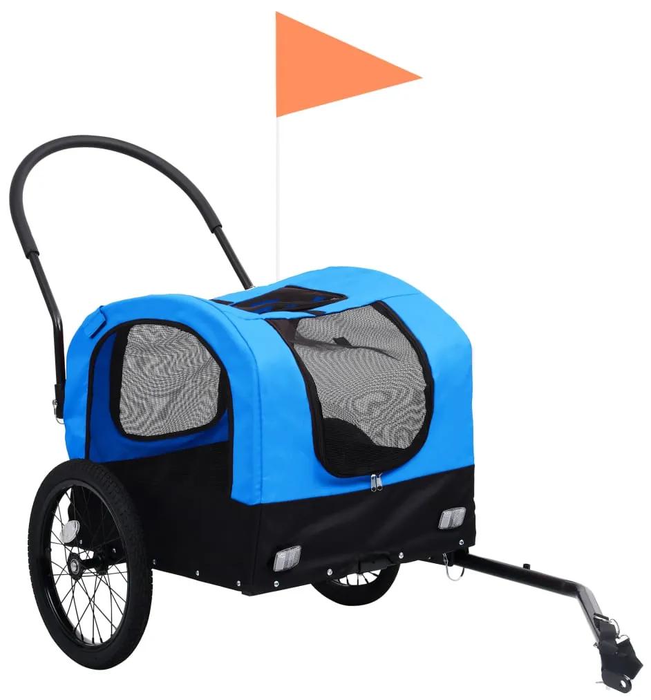 vidaXL Vozík pro psa za kolo a na běhání 2 v 1 modrý a černý