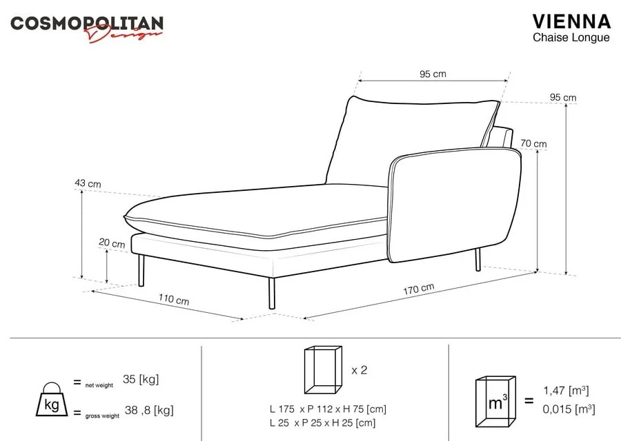 Béžová lenoška Cosmopolitan Design Vienna, pravý roh