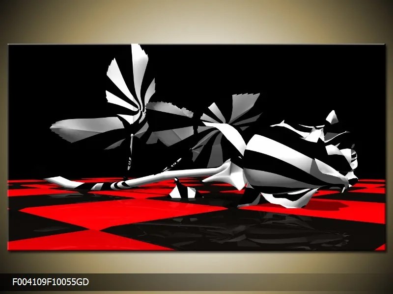 Obraz pruhované černobílé růže na červenočerné šachovnici (), 40 dalších rozměrů
