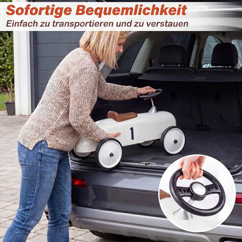Costway Historické kovové auto pro batolata od 18 měsíců, bílý