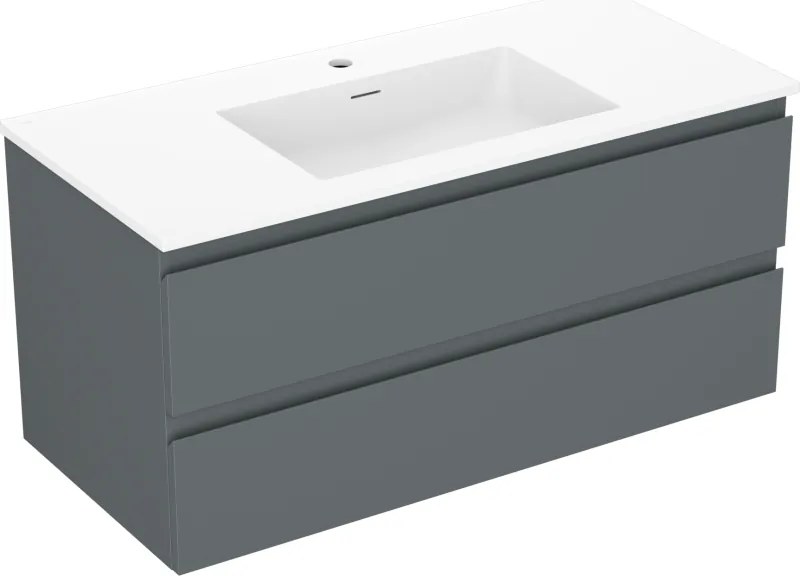 Mexen Orio, koupelnová skříňka 100 cm s umyvadlem Otis, 2 zásuvky, grafitová matná/bílá matná, 91A10-10047-2-BFF66-W18M01