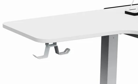 Lama Plus Herní stůl ULTRADESK WINGER – 111x155x60 cm, elektricky nastavitelná výška, RGB podsvícení, bílá