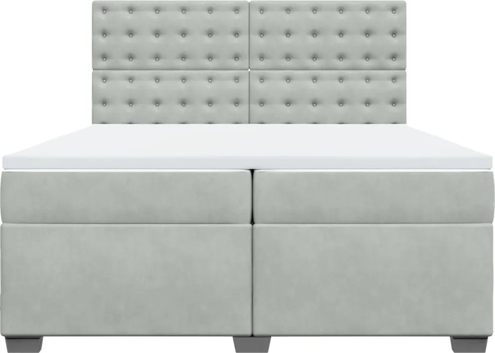 Box spring postel s matrací světle šedá 200x200 cm samet 3293314