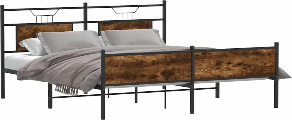 Kovový rám postele bez matrace kouřový dub 183 x 213 cm 3325115