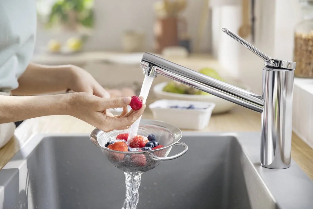 Hansgrohe Zesis M33, páková kuchyňská baterie 150, pro nízkotlaké/beztlakové ohřívače vody, 1jet, chromová, HAN-74806000