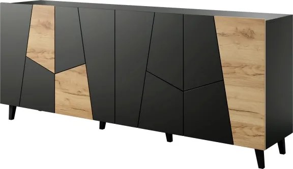 Komoda Etna 200 cm černá/dub craft