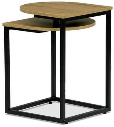 Autronic Odkládací stolek Stůl odkládací, MDF deska s dekorem divoký dub, černý kov. (CT-609 OAK)